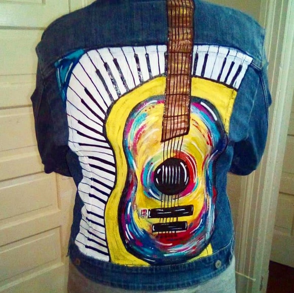 Jackets & Coats | Hand Painter Music Themed Womens Denim Jacket | Poshmark